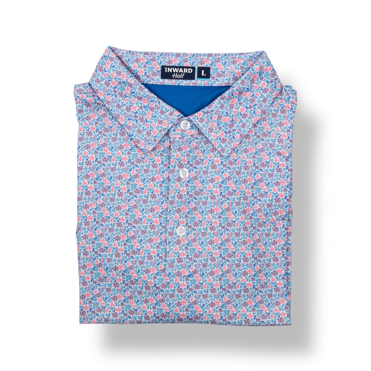 The Summer Reef Pattern Performance Polo – Inward Half